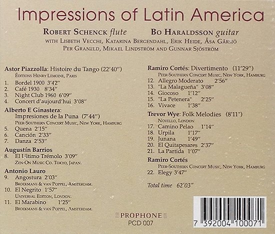 Robert Schenk & Bo Harladsson - Impressions Of Latin America (CD), Bo ...