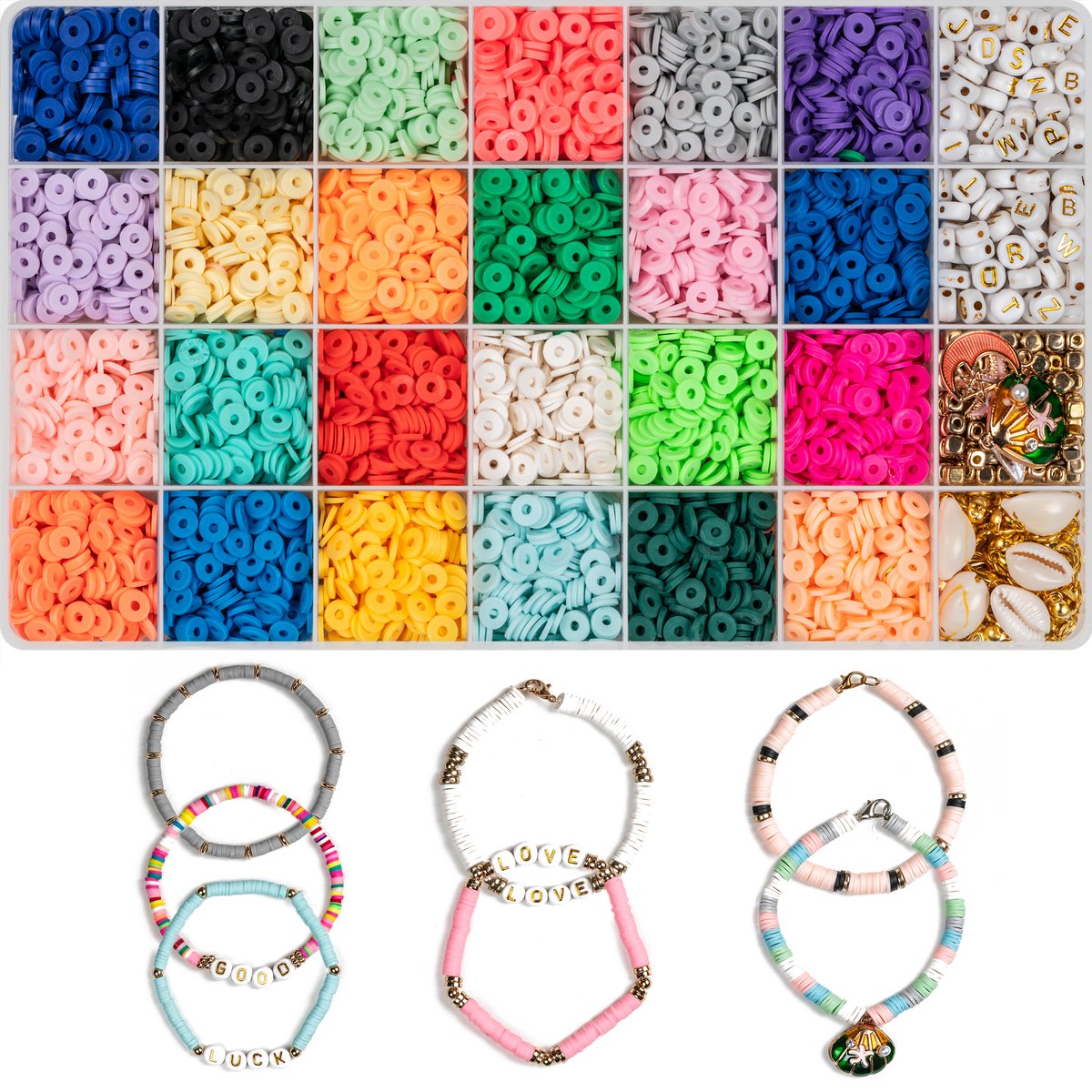 Laziza's® Luxe Katsuki Kralen Set - Polymeer Kralen - 24 kleuren - Bedels - Inclusief... | bol