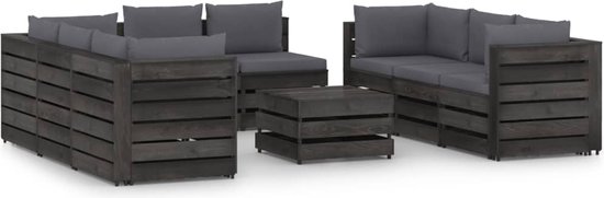The Living Store Pallet Loungeset - Hoekbank + Middenbank + Tafel ...