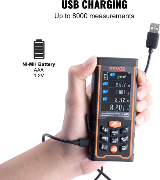 professionele laser afstandsmeter 100m meetbereik afstandsmeter ±1.5mm ...