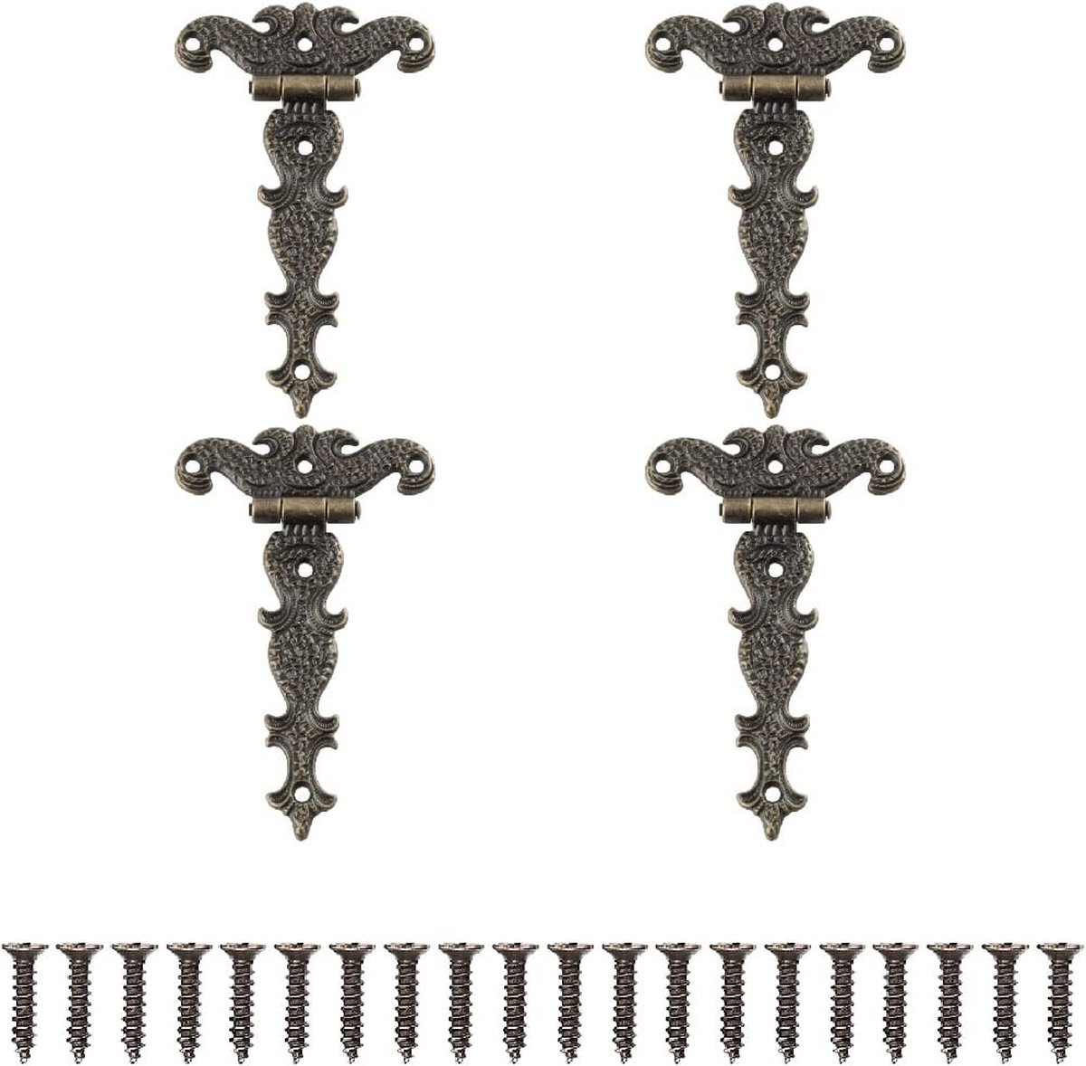 4 stuks antieke scharnieren, deurscharnier zinklegering, meubelbanden ...