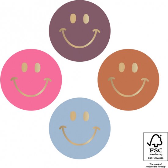 Sluitsticker Sticker – Smiley – 4 assorti - Bordeaux - Rose - Blauw ...