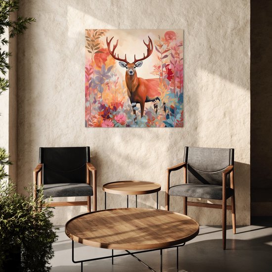 Graphic Message - Tuin Schilderij op Outdoor Canvas - Hert in het Bos ...