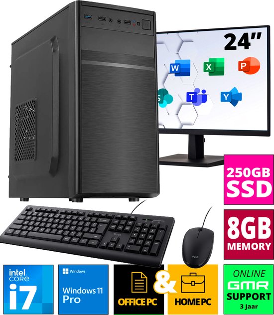 Intel Compleet PC SET 24" | Intel Core i7 | 8 GB RAM | 250 GB SSD ...