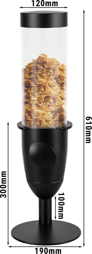 Muesli & Cornflakes dispenser - Ø 120mm - Zwart - Roterende dispenser ...