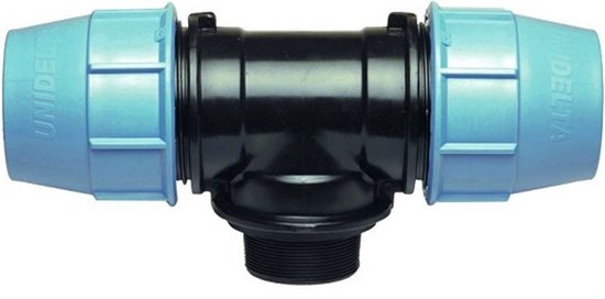 PE T-stuk klemkoppeling x bu.dr. x klemkoppeling, 32 x 1'' x 32 mm | bol
