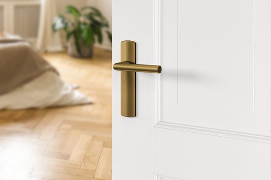 Binnendeurbeslagset Curve Klik - Kruk Milan op schild - brons geslepen ...