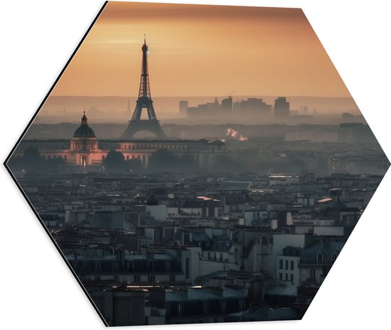 Dibond Hexagon - Eiffeltoren - Parijs - Stad - Gebouw - 50x43.5 cm Foto ...