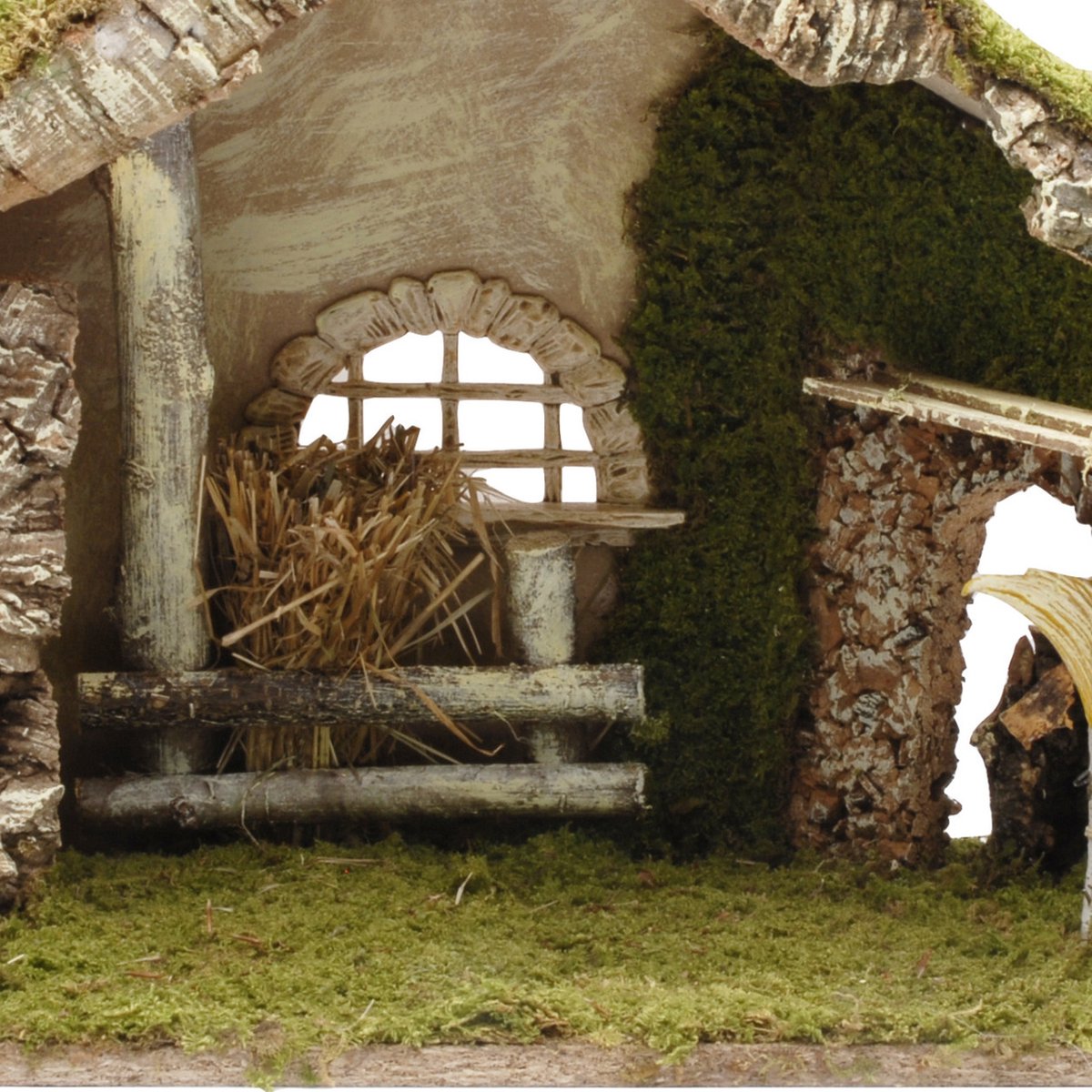 Euromarchi lege kerststal - zonder figuren - L50 x B21 x H32 cm -hout | bol