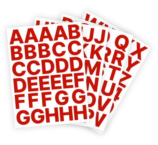 Letter stickers / Plakletters - Stickervellen Set - Rood - 4cm hoog ...