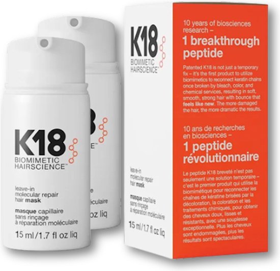 K18 - (1+1 GRATIS!) - Hair Leave-in Molecular Repair Masker - 15ml | bol.com
