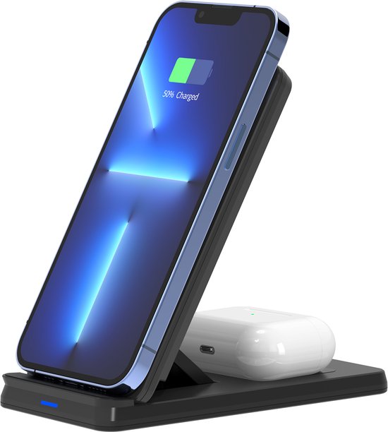 2-in-1 draadloos oplaadstation, opvouwbaar,draadloze oplader met USB-C ...