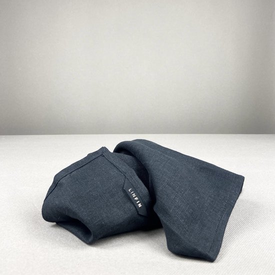 LINFIN - Linnen Servet - set van 4 - Zwart - Fijn linnen - 45x45 cm ...