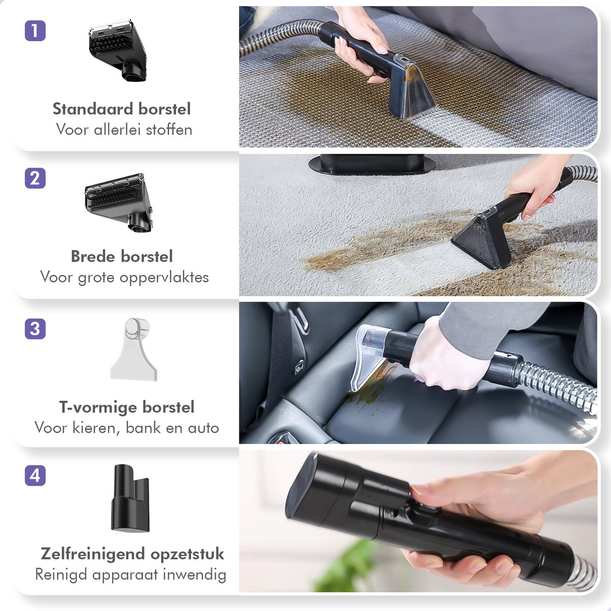 Motionflow 4-in-1 Tapijtreiniger - Verwarmingsfunctie en zelfreinigend ...