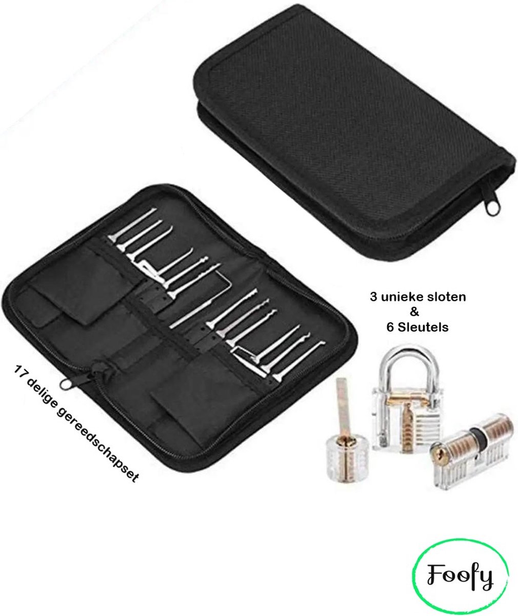 Foofy® - Lockpick Set met 3 sloten - 20 delig - Incl 3 sloten ...