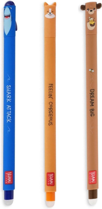 Legami - Uitwisbare pennen - Haai - Corgi - Beer - Navulbaar - Back to ...