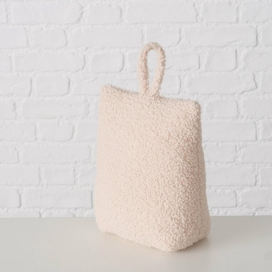 Boltze Deurstopper zak - 1 kg - beige - pluche/teddy stof - 20 x 10 cm ...
