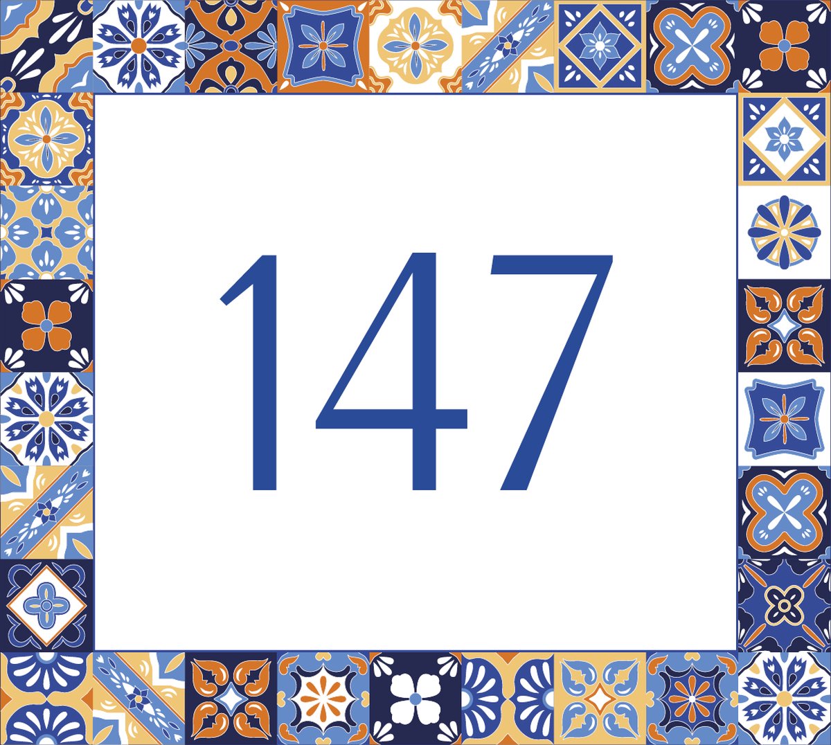 Huisnummerbord nummer 147 | Huisnummer 147 |Klassiek huisnummerbordje ...