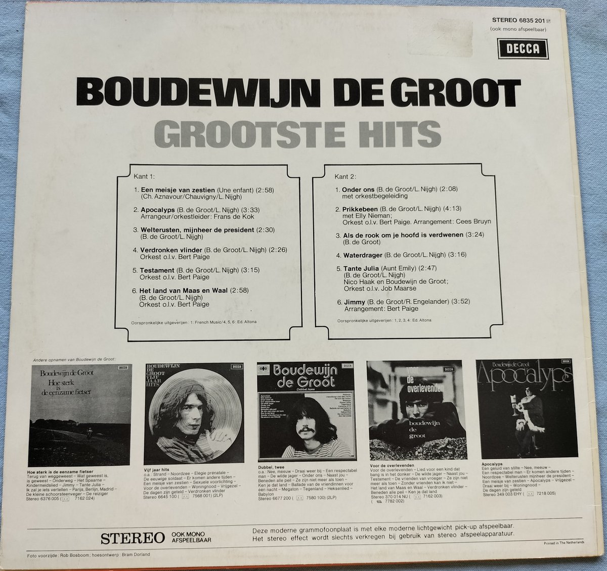 Boudewijn de Groot - Grootste Hits (1974) LP, Boudewijn de Groot | Muziek | bol.com
