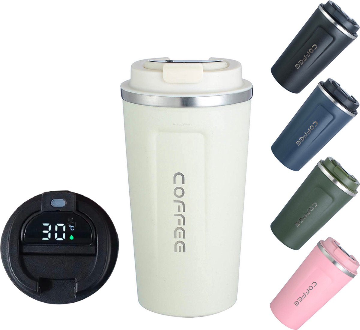 Thermosfles met temperatuur display - Thermosbeker - Travel Mug ...