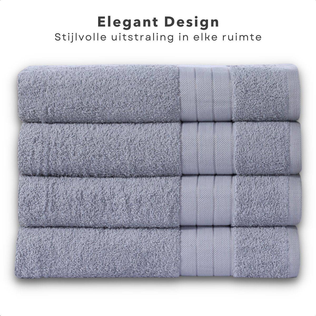 Cheqo® Handdoeken Set - Set van 4 Stuks - Zilver - 50 x 100 cm - 100% ...