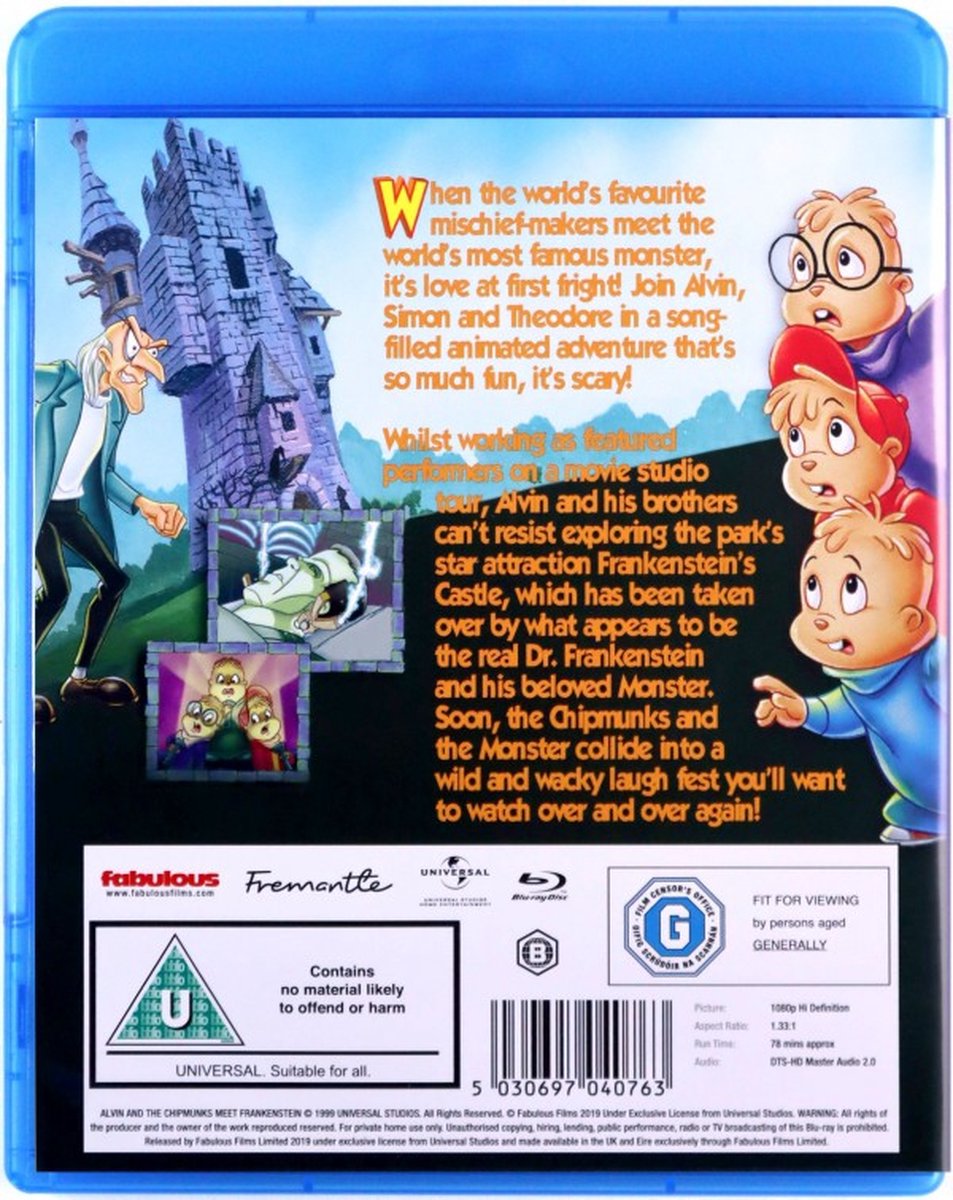 Alvin And The Chipmunks Meet Frankenstein (Blu-ray), Janice Karman ...
