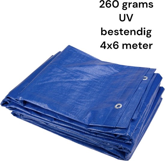 Blauw dekzeil 4x6 mtr-Heavy duty uitvoering-260 grams PE-Dekzeil boot ...