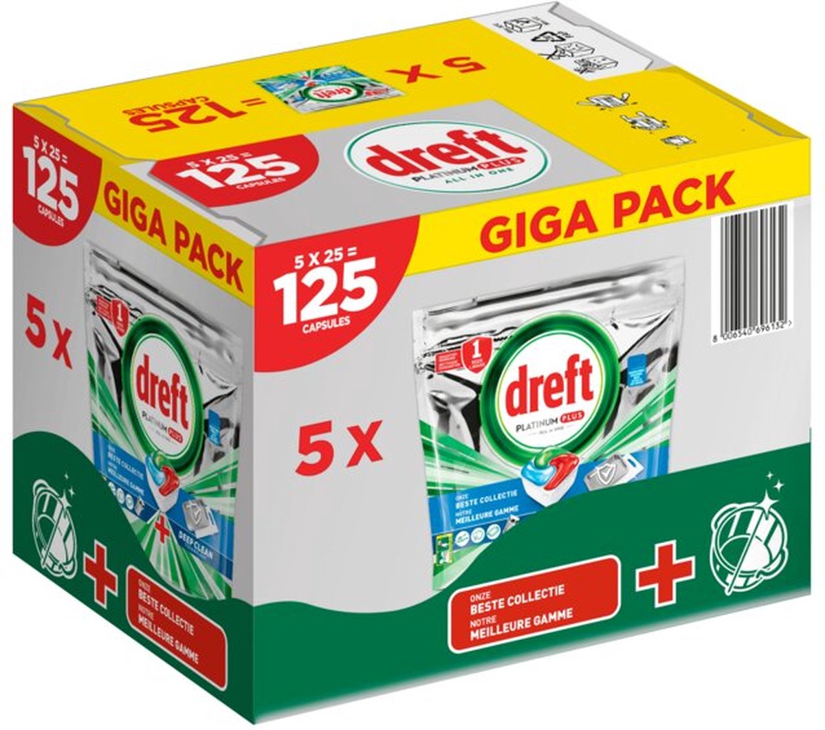 Dreft Platinum Plus All In One Deep Clean – Vaatwastabletten ...