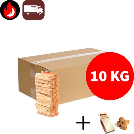Aanmaakhout | 10kg | Gedroogd aanmaakhout | Voor houtkachel, openhaard ...