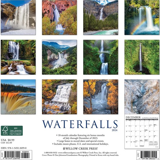Waterfalls 2024 7 X 7 Mini Wall Calendar, Willow Creek | 9781549236990 ...