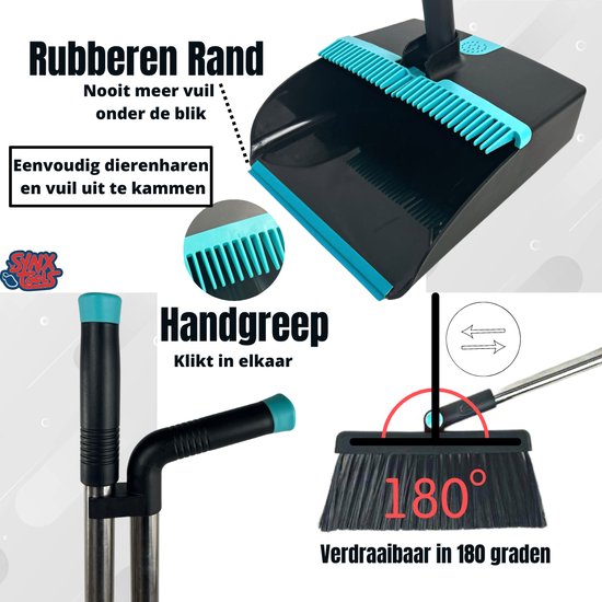 Synx Tools Stoffer en Blik met lange steel verstelbaar - stoffer ...