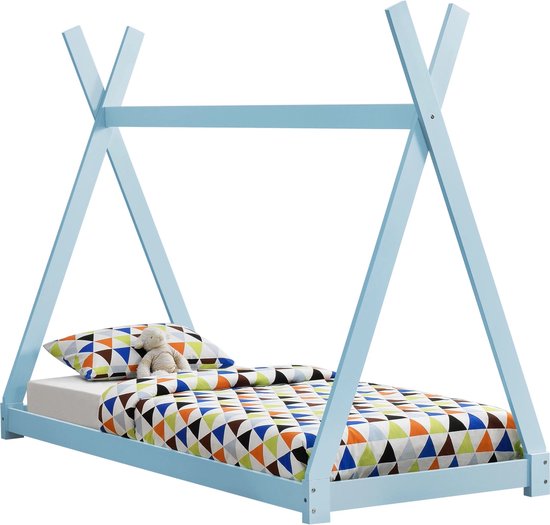 Junior Bed Benjamin - Tipi - Met bedbodem - 90x200cm - Blauw - Grenen ...