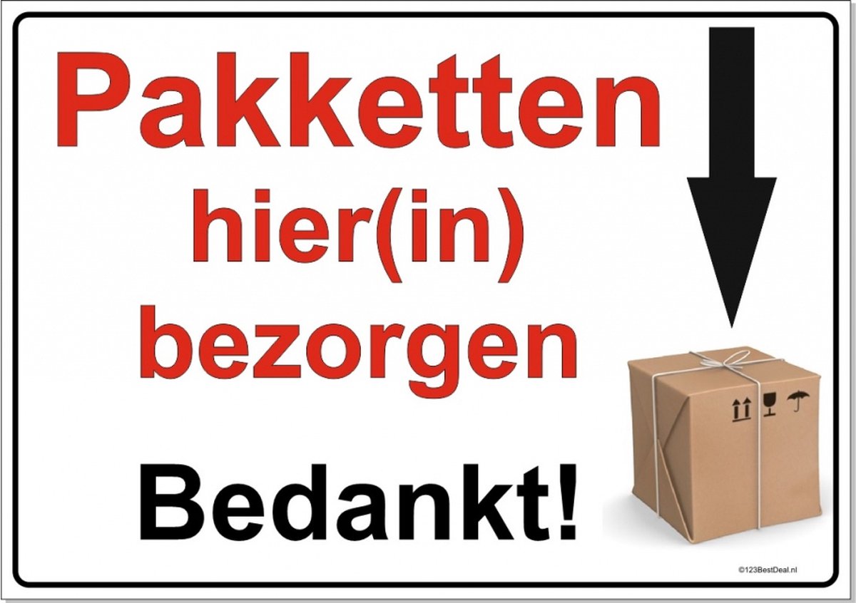 A5 Bord Pakketten hier(in) bezorgen, geen sticker, instructiebord ...