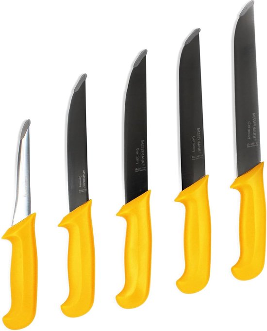 Vleesmessenset van 5 slagersmessen, uitbeenmes | bol