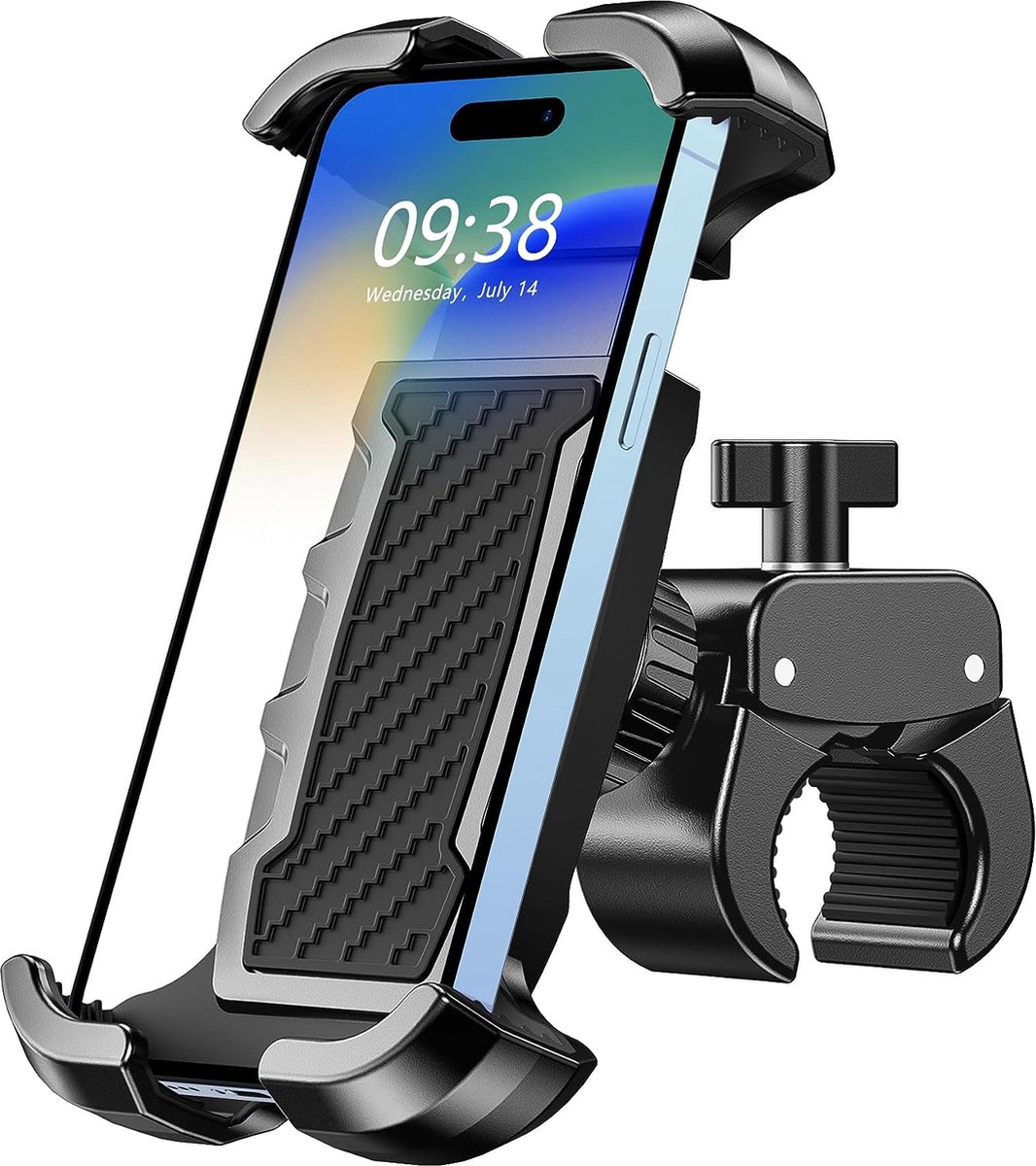 Telefoonhouder voor op de fiets met robuuste klem, volledig veilig ...
