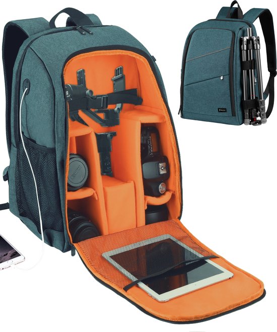 Universeel Cameratas met regenhoes en laptopvak - Camera Rugzak ...
