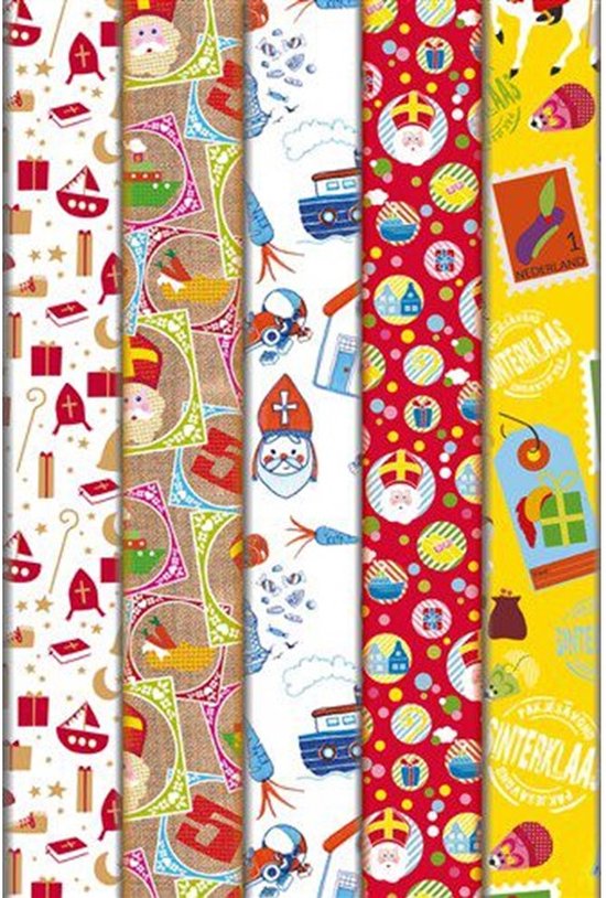 5 rollen SINTERKLAAS - Inpakpapier - Pakpapier - Cadeaupapier- 46.5 x ...
