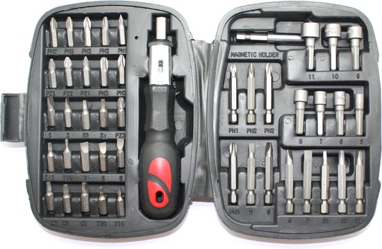 GS schroevendraaierset met bits 45-delig - Platbekschroevendraaiers |... | bol