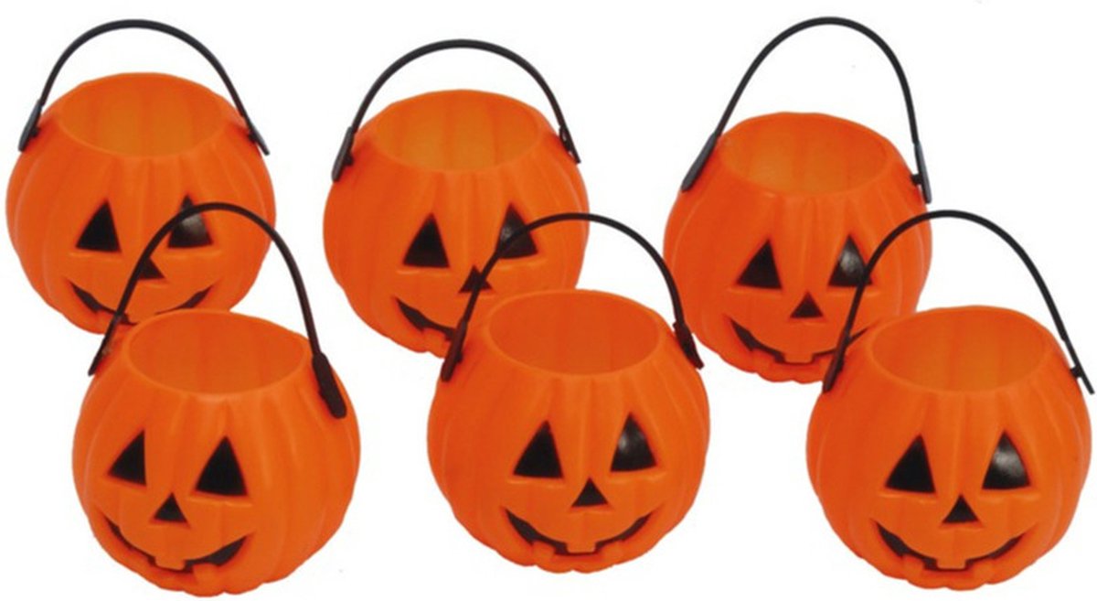 Halloween mini pompoen emmertjes 5 cm - 6x stuks - Traktatie/decoratie ...