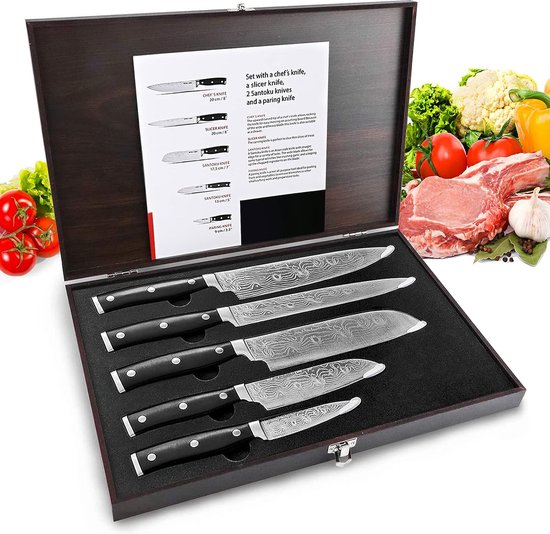 Messenset, professionele keukenmessenset van roestvrij staal, scherp ...