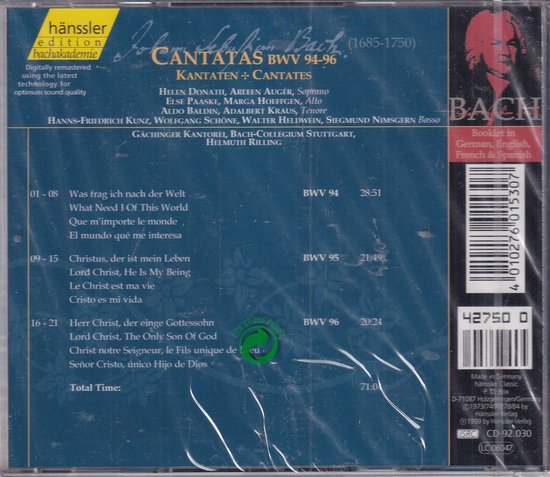 Cantatats BWV 14, 16-18 - Johann Sebastian Bach - Bach-Ensemble o.l.v ...