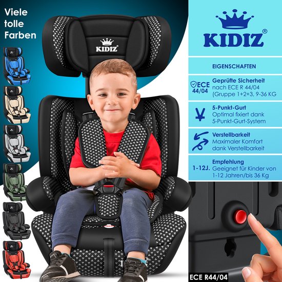 KIDIZ® kinderautostoeltje | kuip autostoeltje | 9 kg - 36 kg 1-12 jaar ...