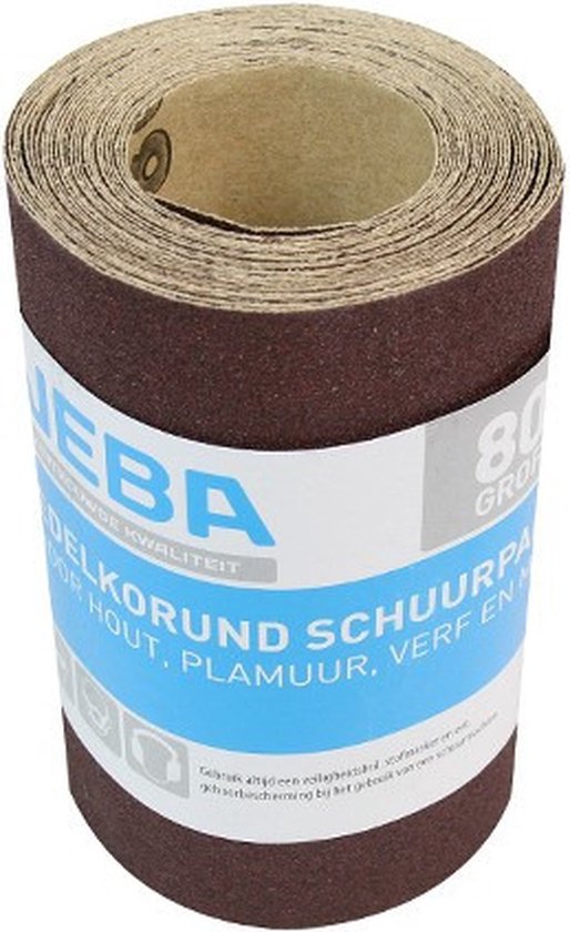 Schuurpapier op rol - Grof - P80 - 110mm x 4,5 meter - Korrelgrofte 80 ...