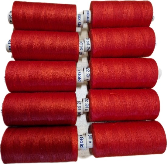 Rhenax Gold naaigaren 10x500meter rood kleurcode 2422 | bol