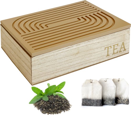 HOMBLE Theedoos - 6 Vakken - Moderne Theekist - Ruime Vakken - Hout | bol