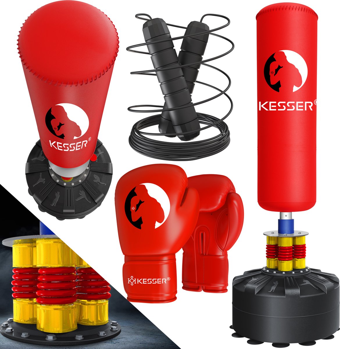 KESSER® Boks Set - Bokszak staande inclusief Bokshandschoenen ...