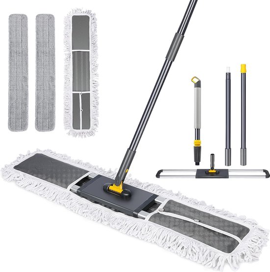Vloerwisser, 81 cm breed, grote platte mop met verstelbare handgreep ...
