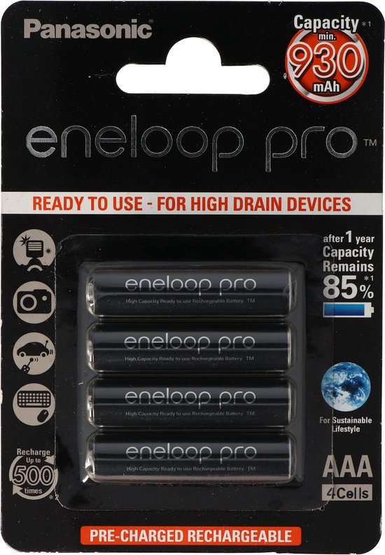 Panasonic eneloop Pro Micro AAA LR03 BK-4HCCE / 4BE en AccuCell AkkuBox ...