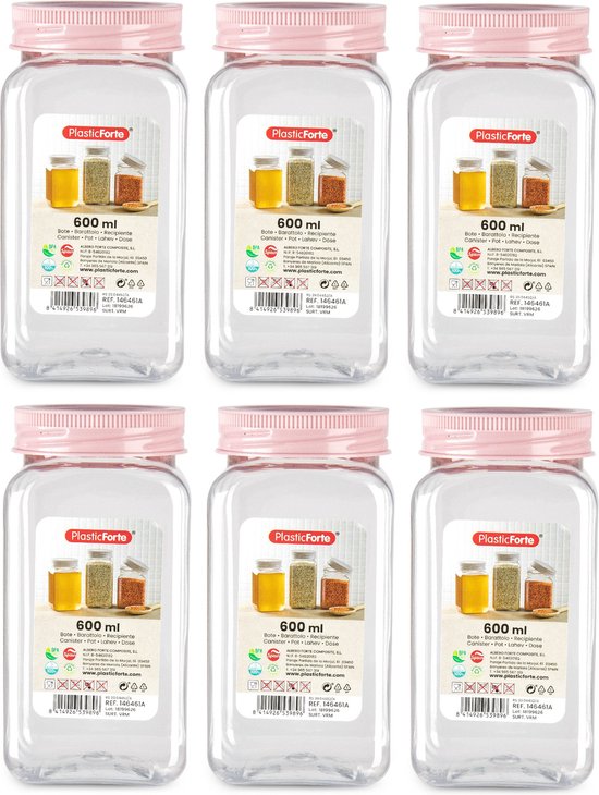 PlasticForte Voorraadpot/bewaarpot - 6x - 400 ml - kunststof - oud roze ...