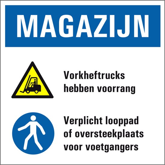 Voorrang voor heftruck looppad verplicht sticker 150 x 150 mm | bol